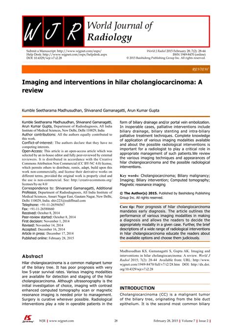 Pdf Imaging And Interventions In Hilar Cholangiocarcinoma A Review