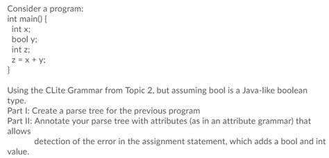 solved consider a program int main { int x bool y int