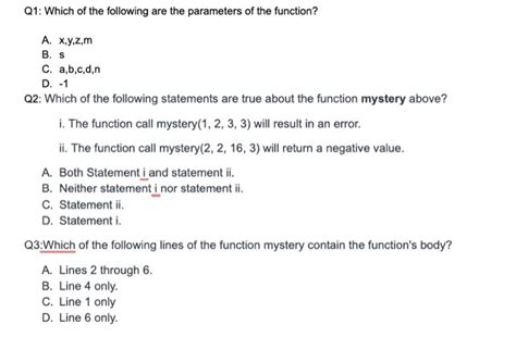 Solved Consider The Following Python Function 1 Def