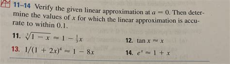 Solved Verify The Given Linear Approximation At A0 ﻿then