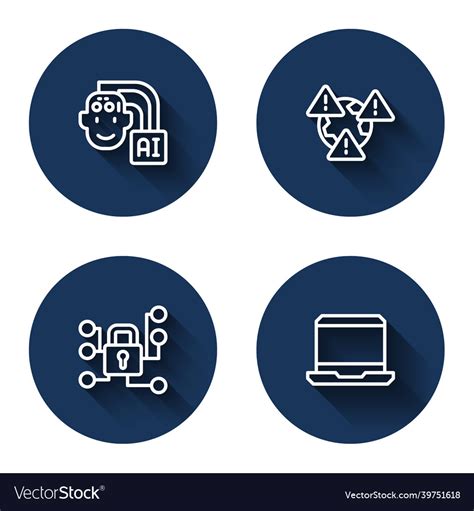 Set Line Humanoid Robot Earth With Exclamation Vector Image