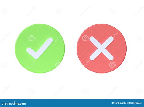Check D Render Icon Checklist Symbol Ok Button And Wrong Red Illustration Accept Checkbox