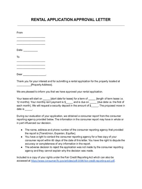 Fillable Online Rental Application Approval Letterlegal Templates Fax