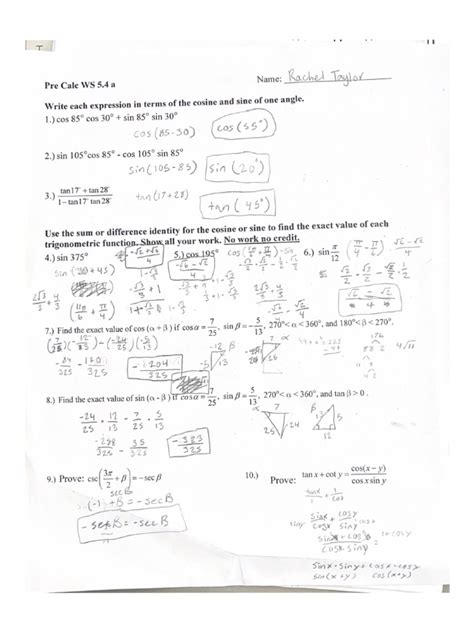 write each expression in terms of the cosine and sine of one angle pdf