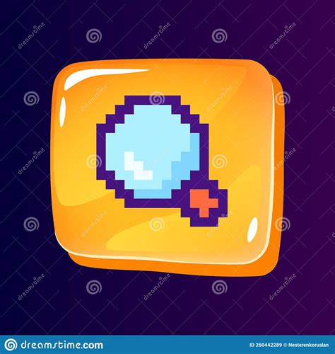 Data Seeking Glossy Ui Button With Pixelated Color Icon Stock Vector