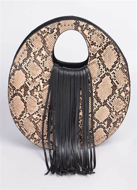 Python Fringe Handbag Fringe Handbags Structured Bag Snake Skin Handbag