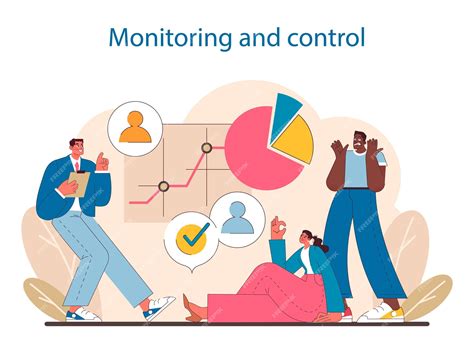 Premium Vector Monitoring And Control In It Project Management Illustration Of Team Analysis