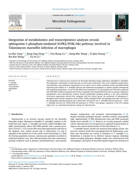 Pdf Integration Of Metabolomics And Transcriptomics Analyses Reveals