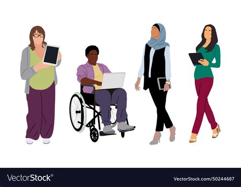 Set Of Different Business Women With Devices Vector Image