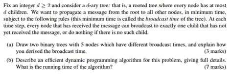 Solved Fix An Integer D 2 2 And Consider A D Ary Tree That