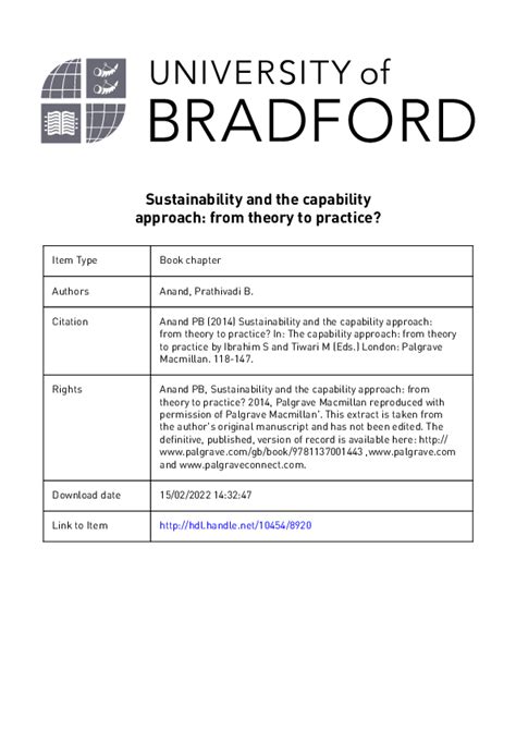 Pdf The Capability Approach