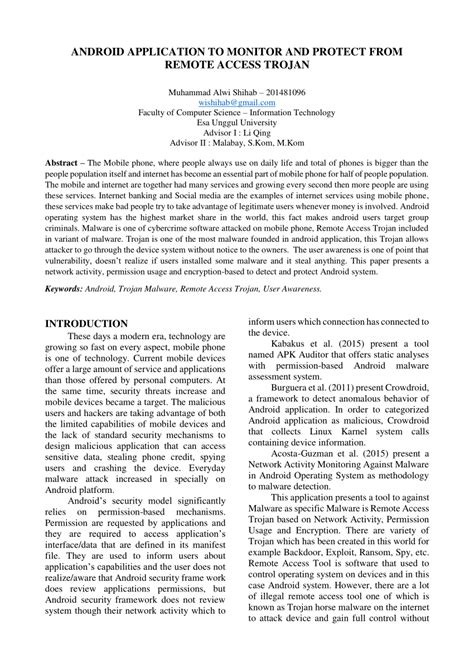 Pdf Android Application To Monitor And Protect From Remote Access Trojan