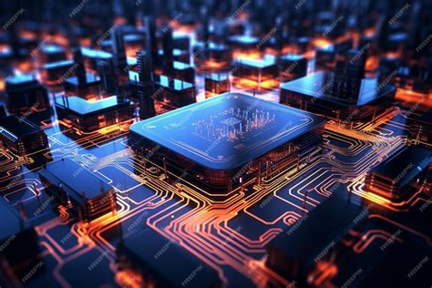 Premium Ai Image Technological Marvel Computer With Neon Digital