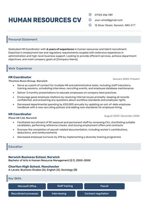 Human Resources Hr Cv Example And Writing Tips