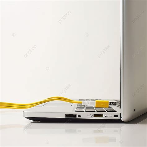 A Laptop Connected To A Usb Cable Background Luck Lan Object Background Image And Wallpaper