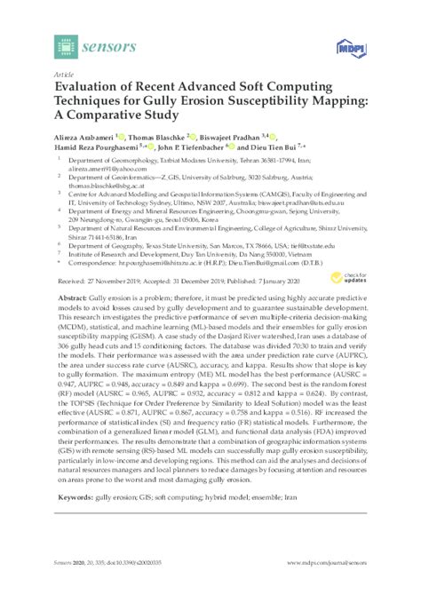 Pdf Evaluation Of Recent Advanced Soft Computing Techniques For Gully
