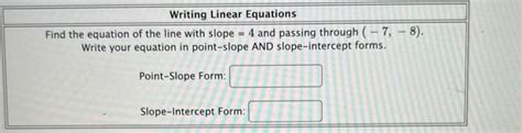 Solved Writing Linear Equations Determine The Equation Of Chegg