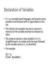 C Basics Pdf Declaration Of Variables C Is A Strongly Typed Language And Requires Every