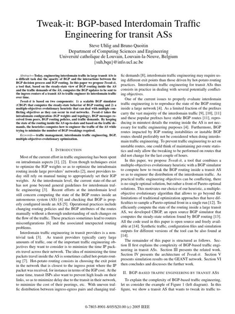 Bgp Based Interdomain Traffic Engineering For Transit Ass Pdf Routing Router Computing