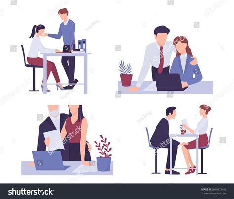 Sexual Harassment Workplace Set Assault Abuse Stock Vector Royalty