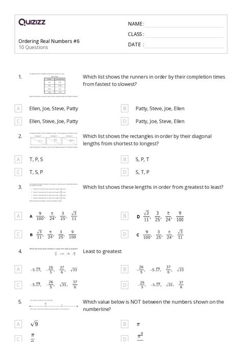 50 Ordering Numbers 0 10 Worksheets For 8th Class On Quizizz Free
