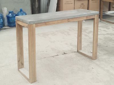 Rectangular Console Table Concrete Top And Acacia Wood Base