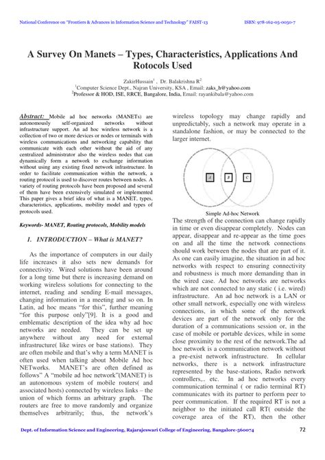 Pdf A Survey On Manets Types Characteristics Applications And Rotocols Used