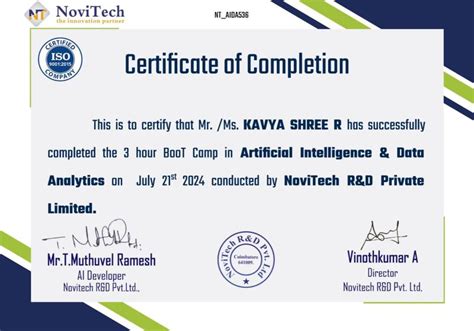 Kavya Shree R On Linkedin Ai Dataanalytics Lifelonglearning Novitech