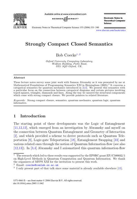Pdf Strongly Compact Closed Semantics