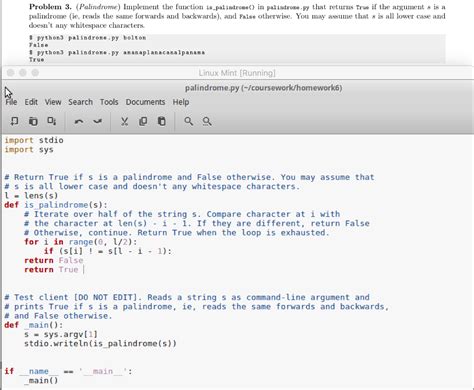 Solved Problem Palindrome Implement The Function Is Chegg