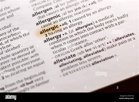 The Word Or Phrase Allergic In A Dictionary Highlighted With Marker