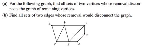 Solved A For The Following Graph Find All Sets Of Two