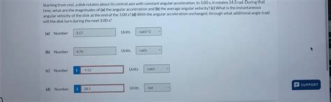 Solved Starting From Rest A Disk Rotates About Its Central