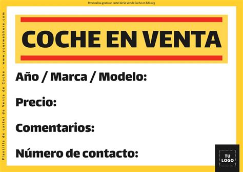 Crea Un Cartel De Se Vende Coche Gratis