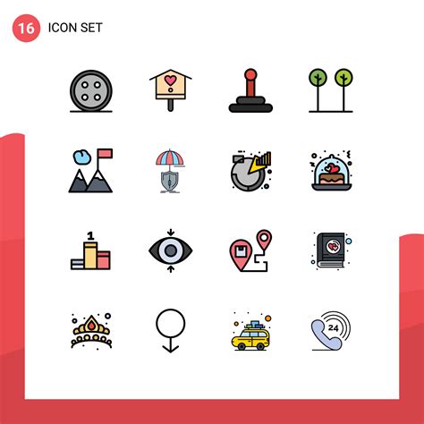 Pack Of 16 Modern Flat Color Filled Lines Signs And Symbols For Web Print Media Such As