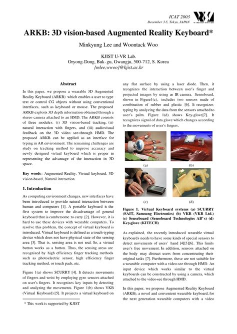 Pdf Arkb 3d Vision Based Augmented Reality Keyboard