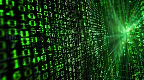 Binary Code Matrix Backdrop Vibrant Green Digits In Motion For Programming Themes Premium Ai