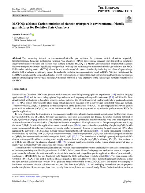 Pdf Matoq A Monte Carlo Simulation Of Electron Transport In Environmental Friendly Gas