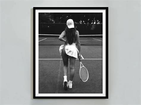 Tennis Girl Poster Black And White Vintage Photo Funny Wall Art