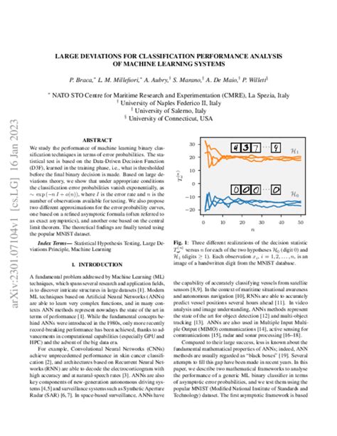 Pdf Large Deviations For Classification Performance Analysis Of Machine Learning Systems