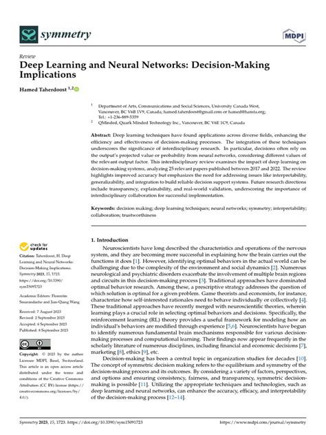 Deep Learning And Neural Networks Decision Making Implications Pdf
