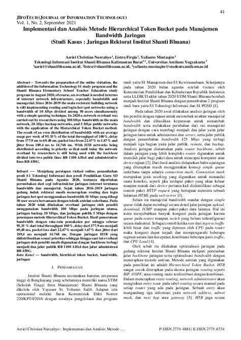 Pdf Implementasi Dan Analisis Metode Hierarchical Token Bucket Pada Manajemen Bandwidth