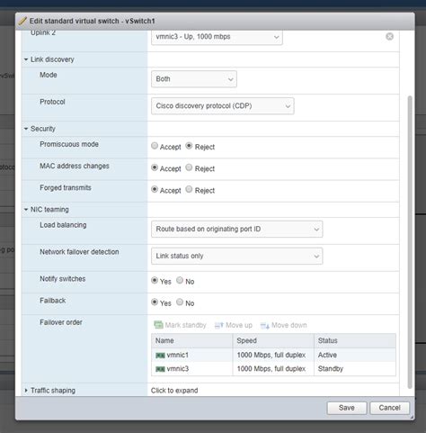 Esxi Standard Switch Blocks The Network If All Nics Is Marked As