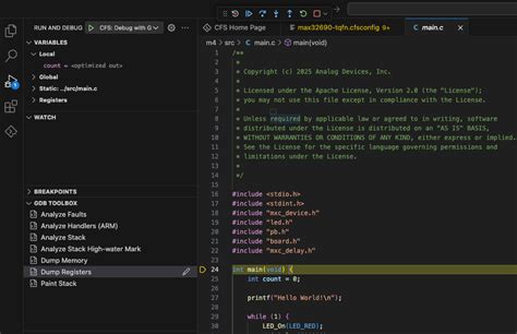 Using The Gdb Toolbox Codefusion Studio