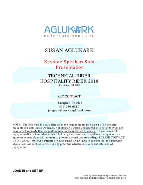 [pdf] Technical Rider Hospitality Rider 2018 Revision 1 15 18 Key Pdf Document 60958