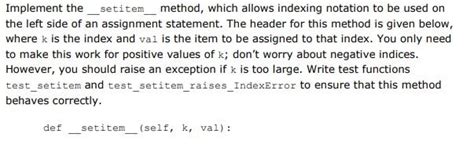 Solved Implement The Method Which Allows Indexing Notation