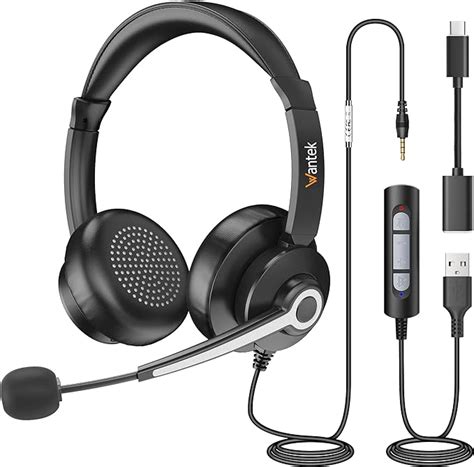 Wantek Usb Headset With Microphone For Pc Laptop Teams Office Work Headset With Noise Cancelling