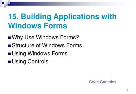 PPT Building Applications With Windows Forms PowerPoint Presentation ID