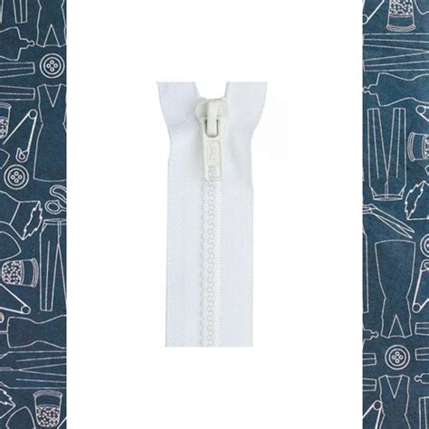 24 1 Way Separating Polyester Sport Zipper In White The Confident Stitch