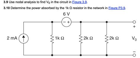 solved 3 9 use nodal analysis to find v0 in the circuit in